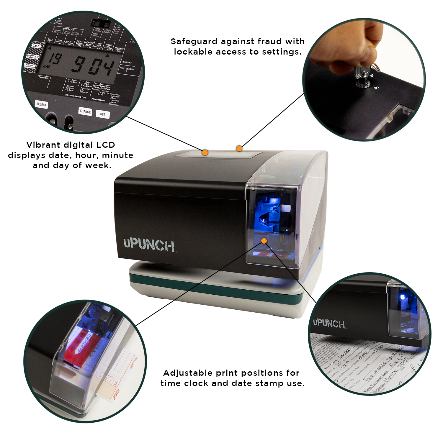 CR1000 Digital Time Clock And Date Stamp UPunch
